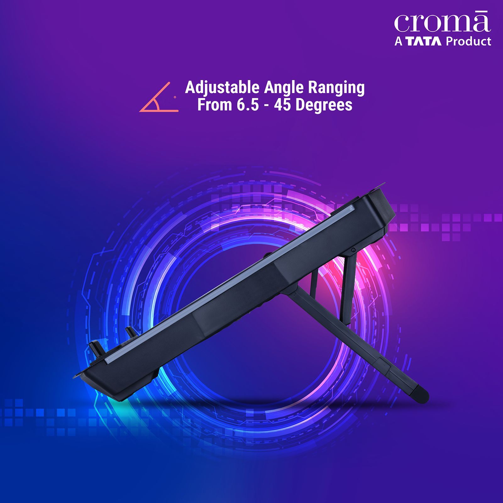 Buy Croma DCX-AA4 Cooling Pad for Laptops upto 18 Inch (RGB LED, Black) Online - Croma